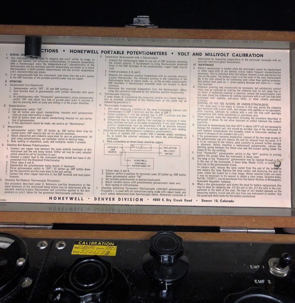 Honeywell Portable Potentiometer Model 2730 Vintage Rubicon Scientific ...